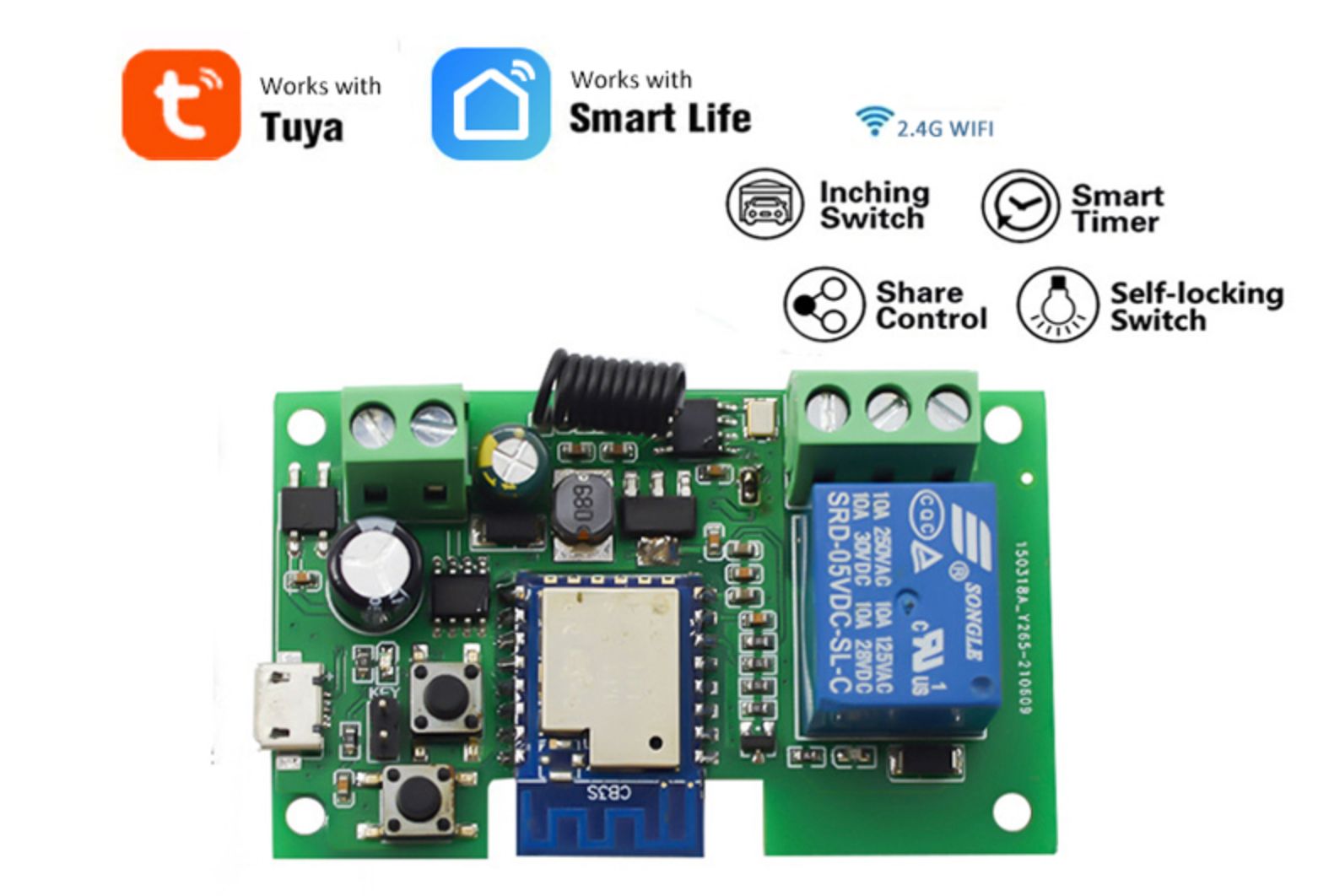 Tuya 1 Channel WiFi + RF Switch (5V - 32V)