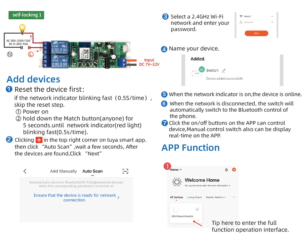 Tuya 2 Channel WiFi + RF Switch (5V - 32V)