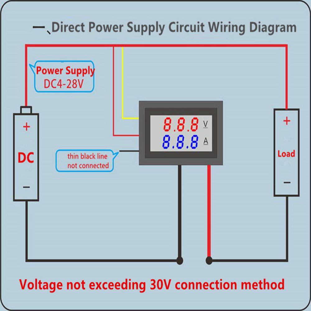 DC 0-200V 10A Mini LED 4 Digital Voltmeter Ammeter
